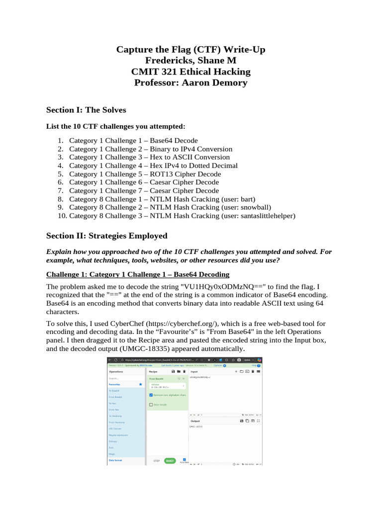 CTF Challenge Write-Up and Strategies | PDF | Password | Secure ...