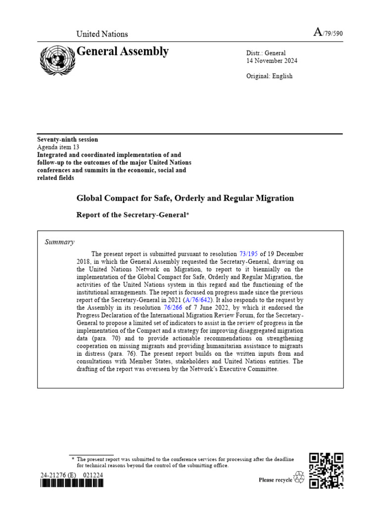 2024 United Nations Secretary General Report on the Implementation of ...