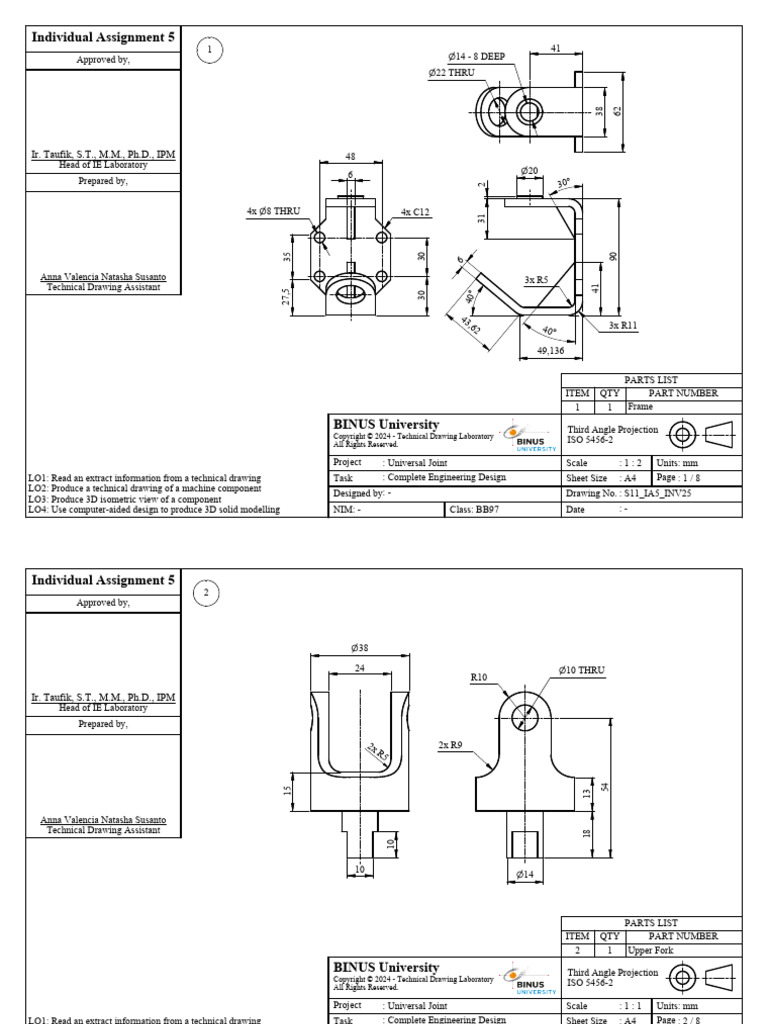 Gambar 2D Universal Joint | PDF | Technical Drawing | Artistic Techniques