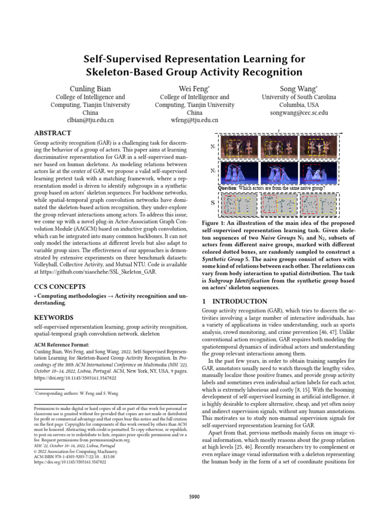 Self-supervised Representation Learning for Skeleton-based Group ...