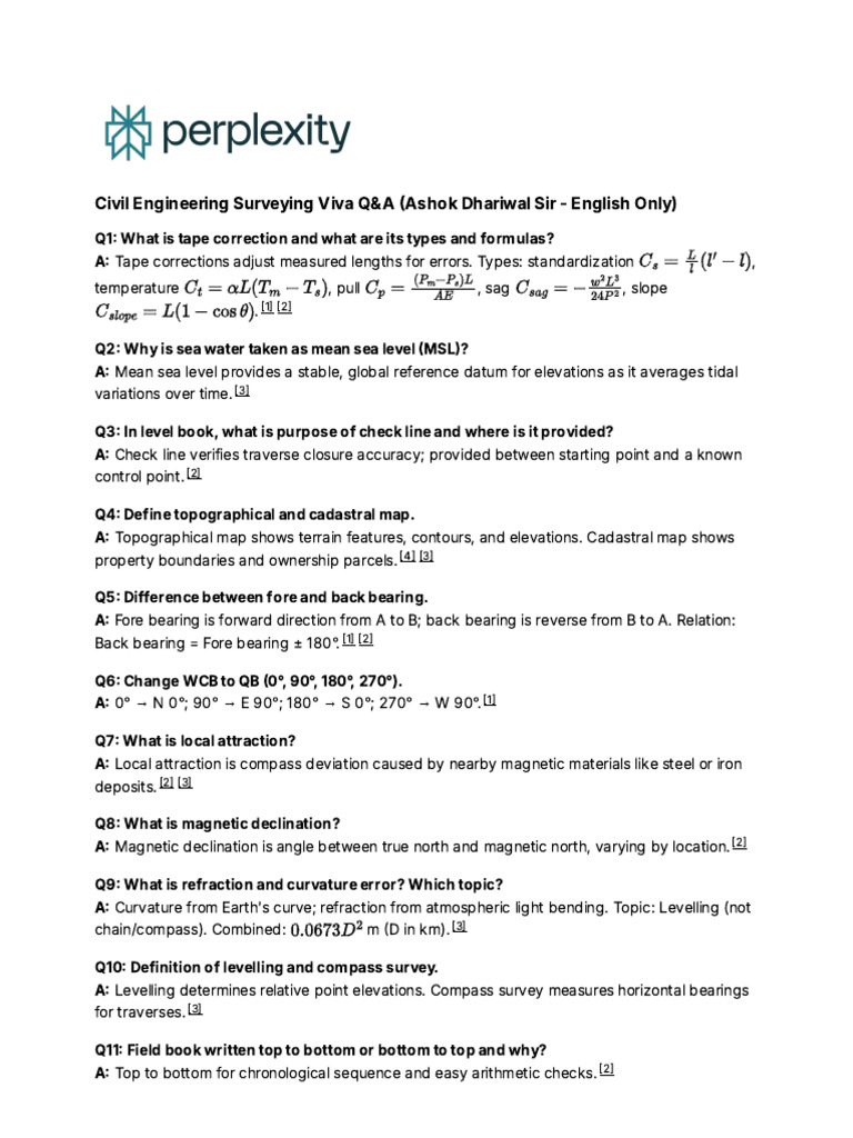 Civil Engineering Surveying Viva Q&A (Ashok Dhariw | PDF | Surveying ...