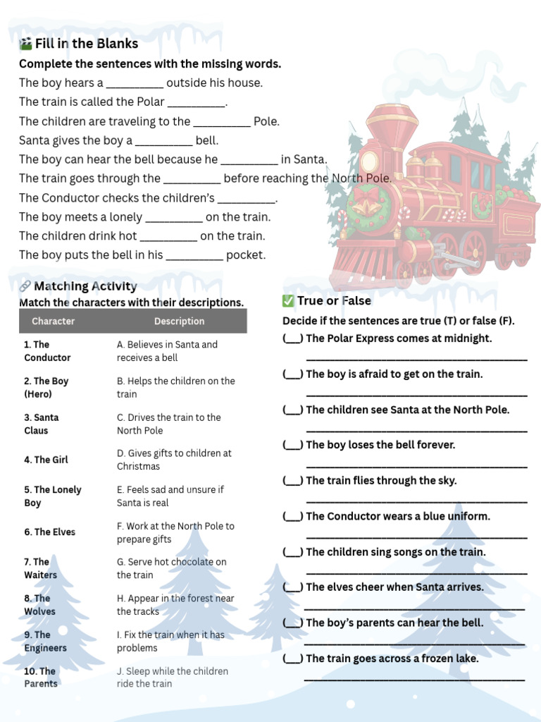 Polar Express Worksheet | PDF | Santa Claus