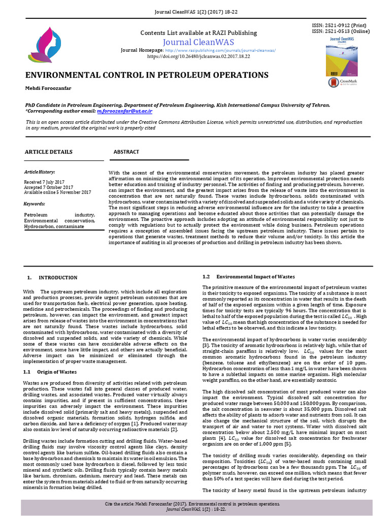 Environmental Control in Petroleum Operations | PDF | Petroleum | Water