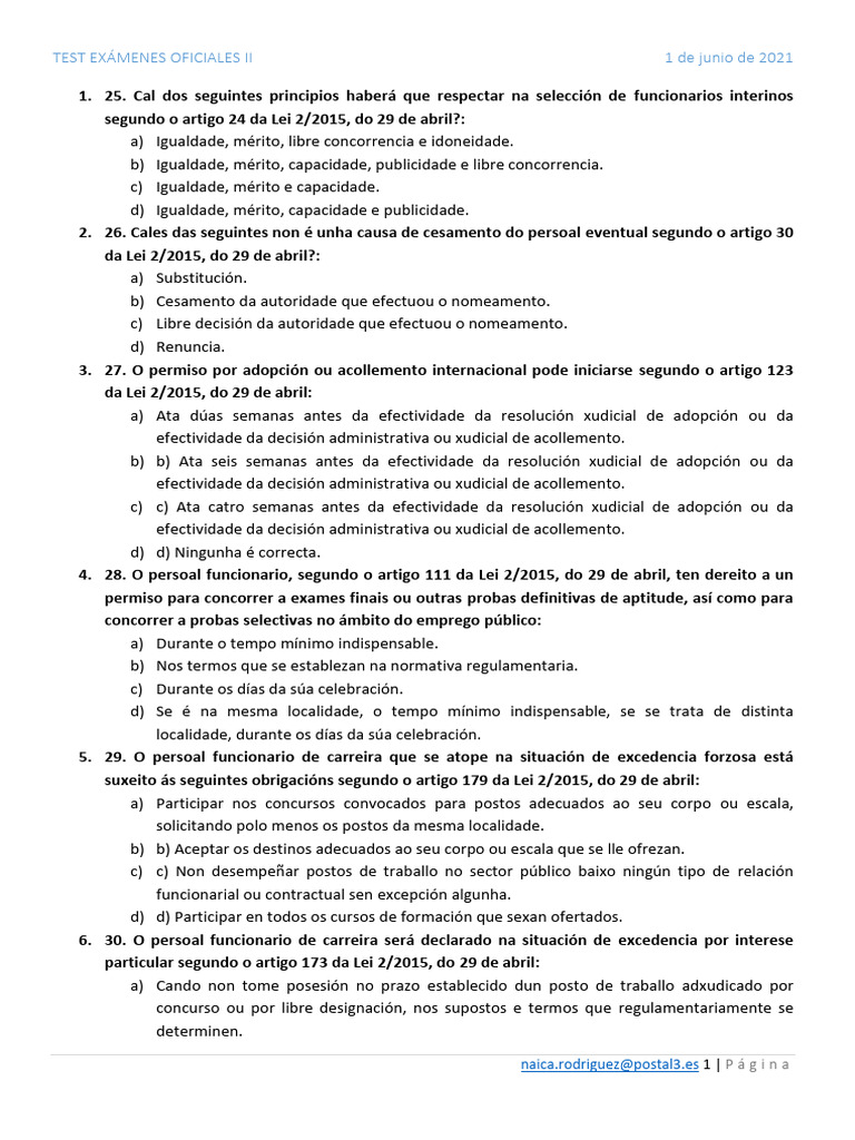 Test Exámenes Oficiales II 01-06-2021 | PDF
