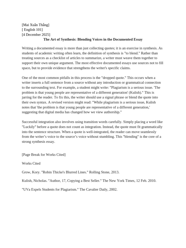 Documented Essay, Which Should Be Typed in MLA Fo... | PDF