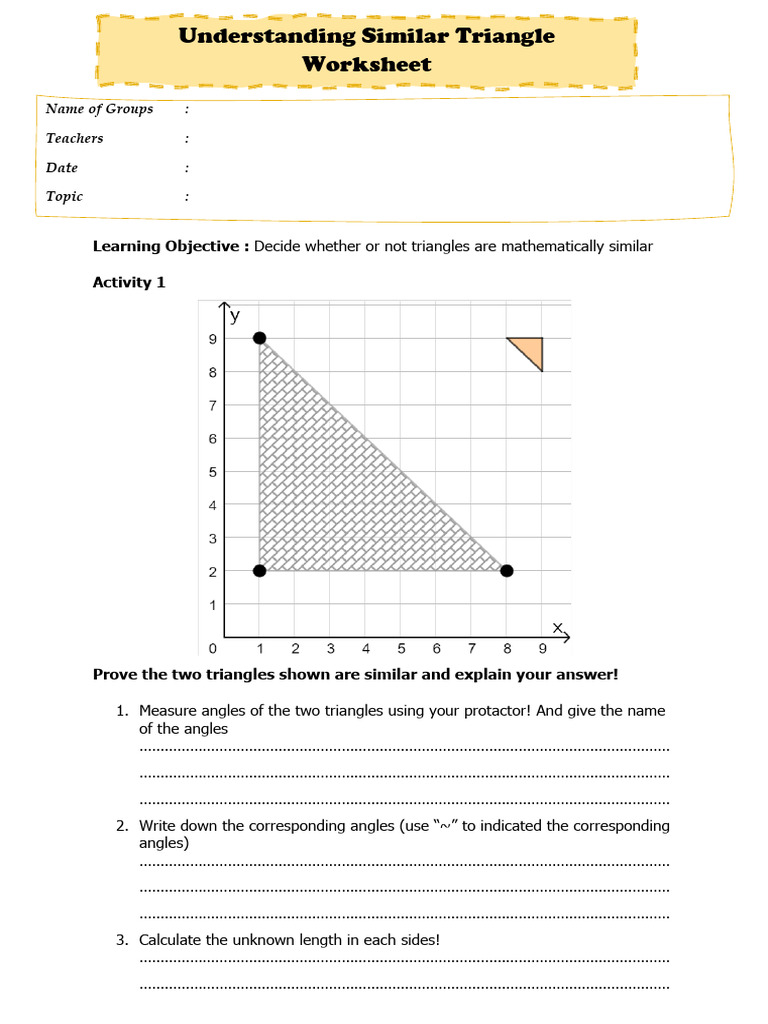 Similar Triangle Worksheet | PDF | Triangle | Elementary Geometry