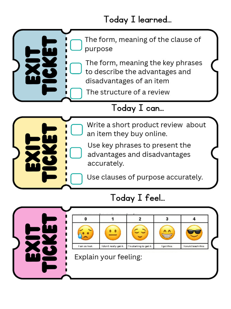 Student Exit Ticket in Colorful Simple Illustrative Style | PDF