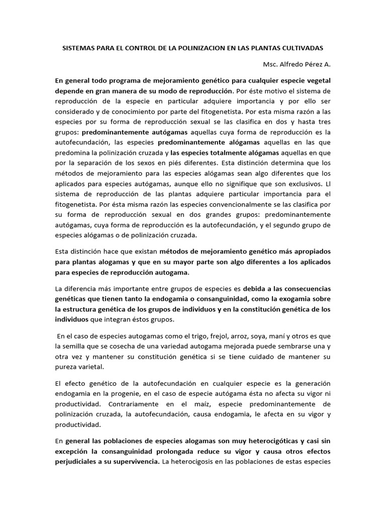 Mej Genet SIST P CONTROL POLIN PLAN CULT | PDF | Alelo | Flores