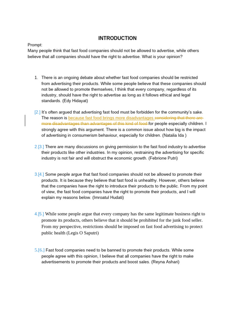 Fast Food Advertising Debate Insights | PDF | Advertising | Tea