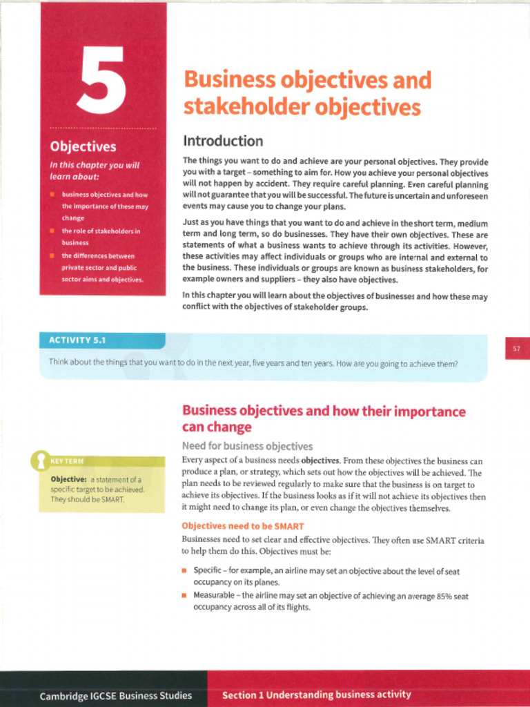 Chapter 5 - Business Objectives and Stakeholder Objectives (1) | PDF