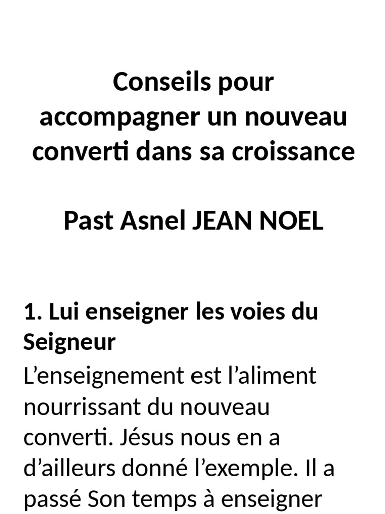 Accompagnement du Nouveau Converti | PDF