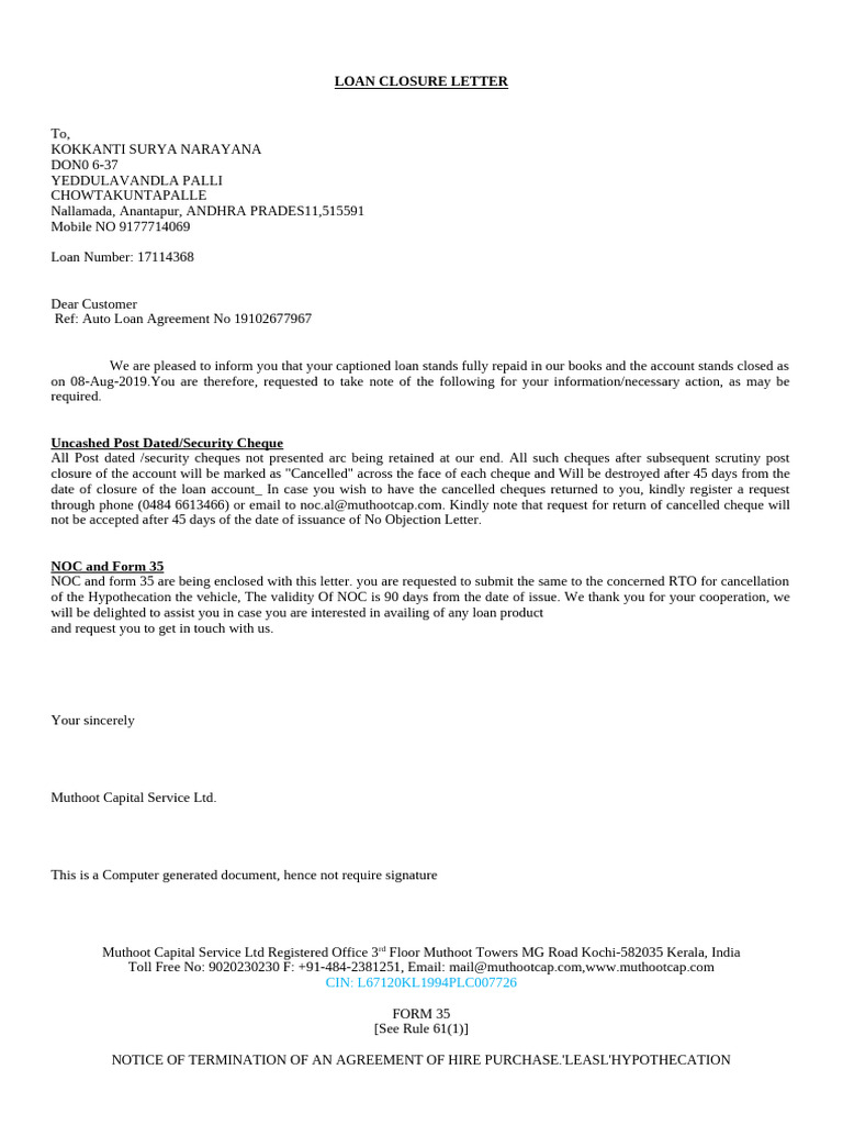 646593376 Loan Closure Letter 3 | PDF