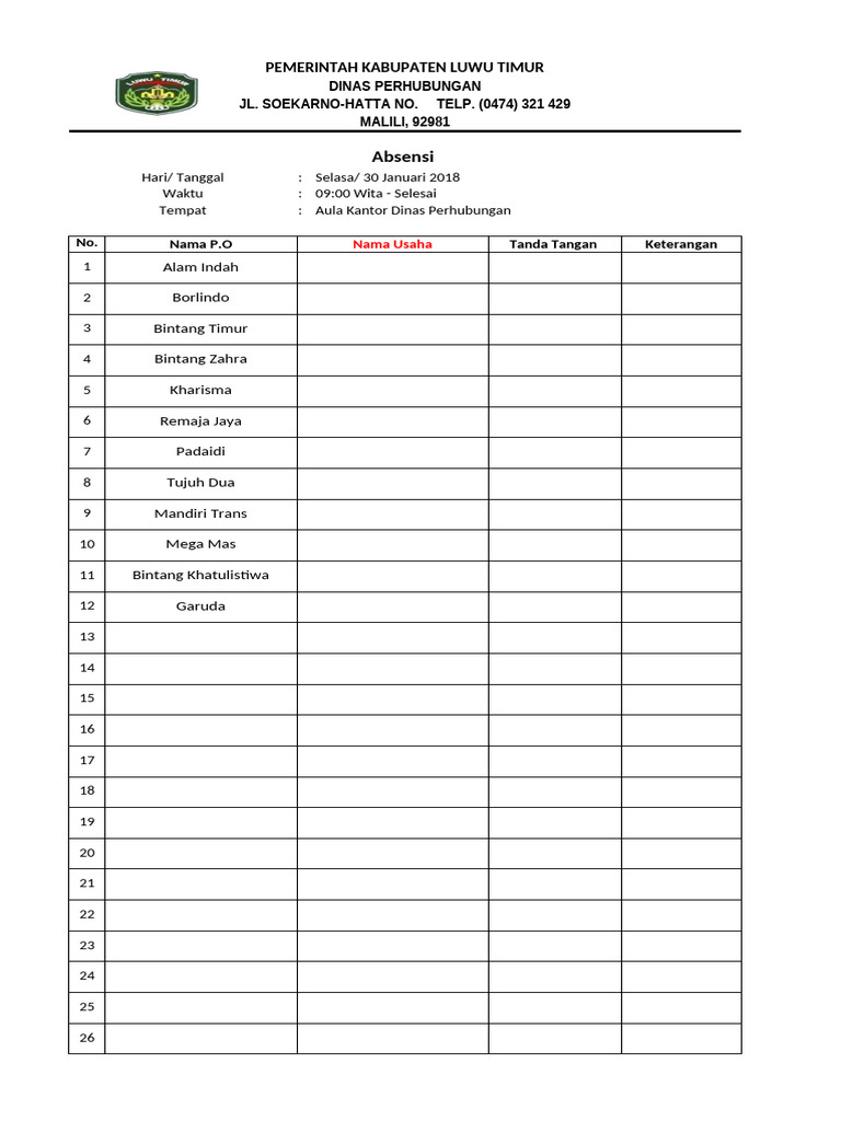 Absensi Rapat Dengan Masyarakat | PDF