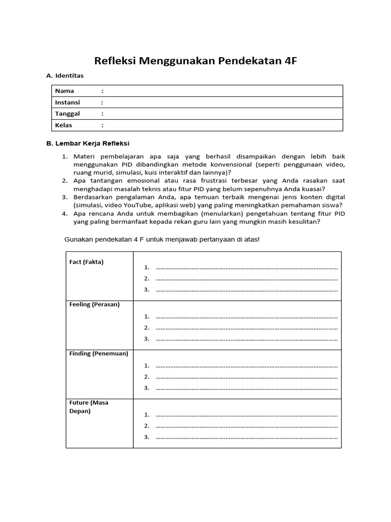 Lembar Refleksi 4F | PDF