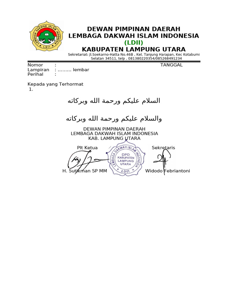LDII Lampung Utara: Kontak dan Struktur | PDF