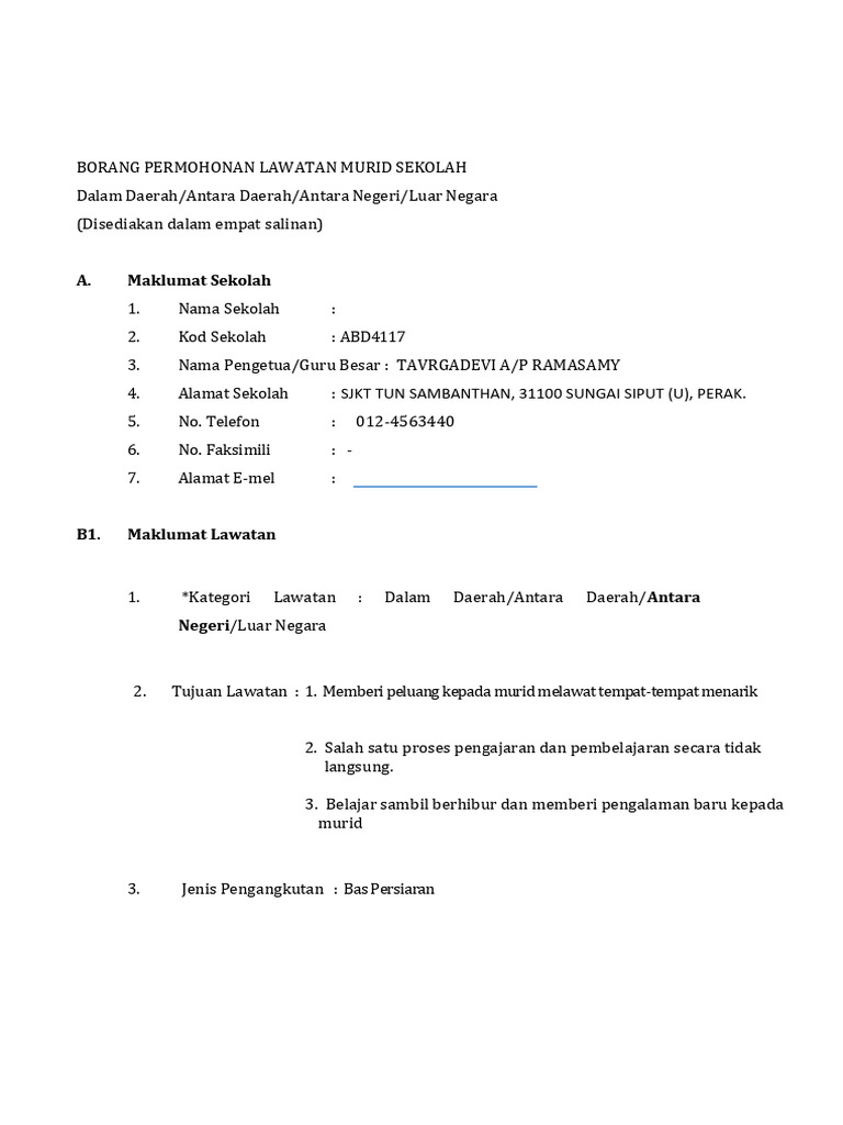 Borang Permohonan Lawatan Lampiran A B C G Spi Bilangan 9 | PDF