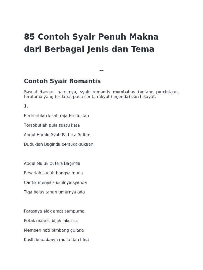 85 Contoh Syair Beragam Tema | PDF