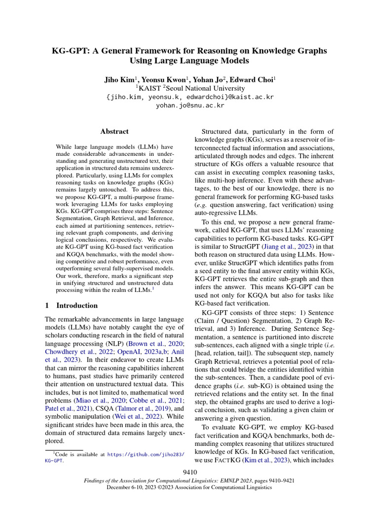 KG-GPT: Reasoning with Knowledge Graphs | PDF | Image Segmentation ...