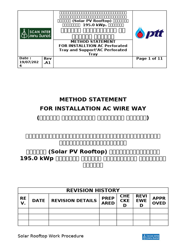 METHOD STATEMENT-Install AC Perforated Tray | PDF
