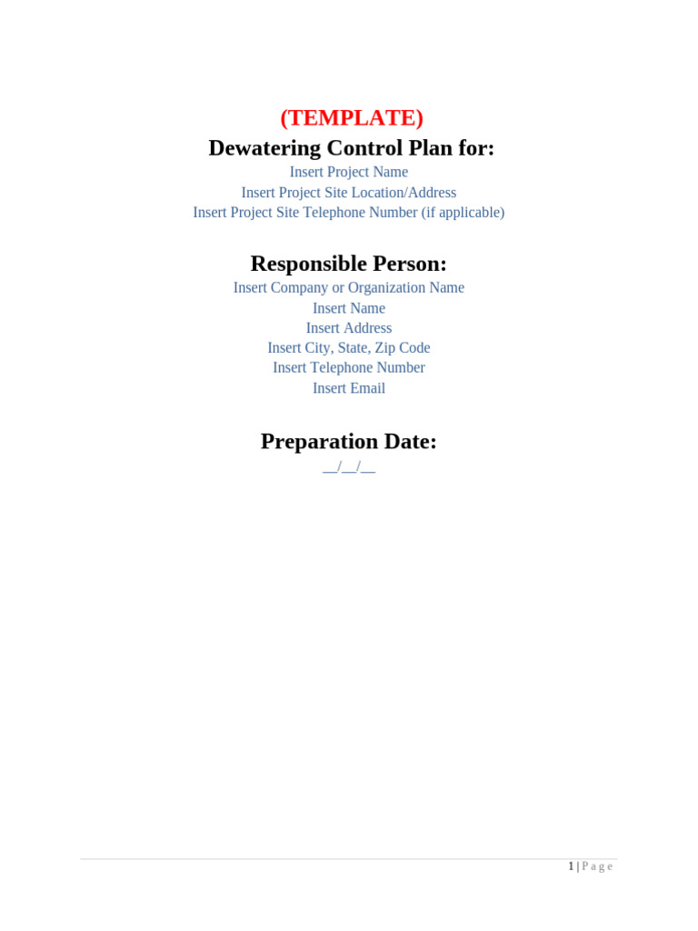 Dewatering Plan Template Sample April 2023 | PDF | Hydrology | Water Supply