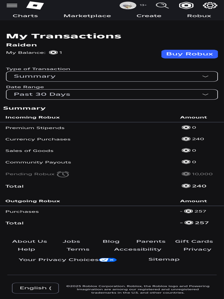 My Transactions - Roblox | PDF