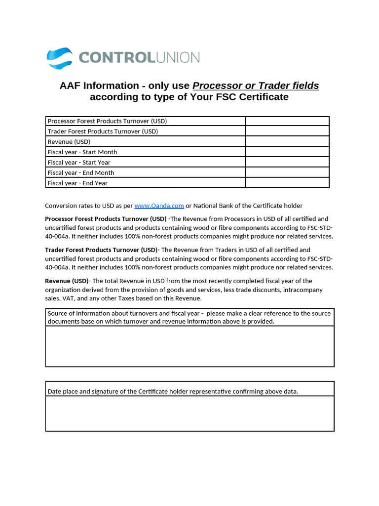 Annex To FSC COC Audit Plan - AAF (1) - 1 | PDF