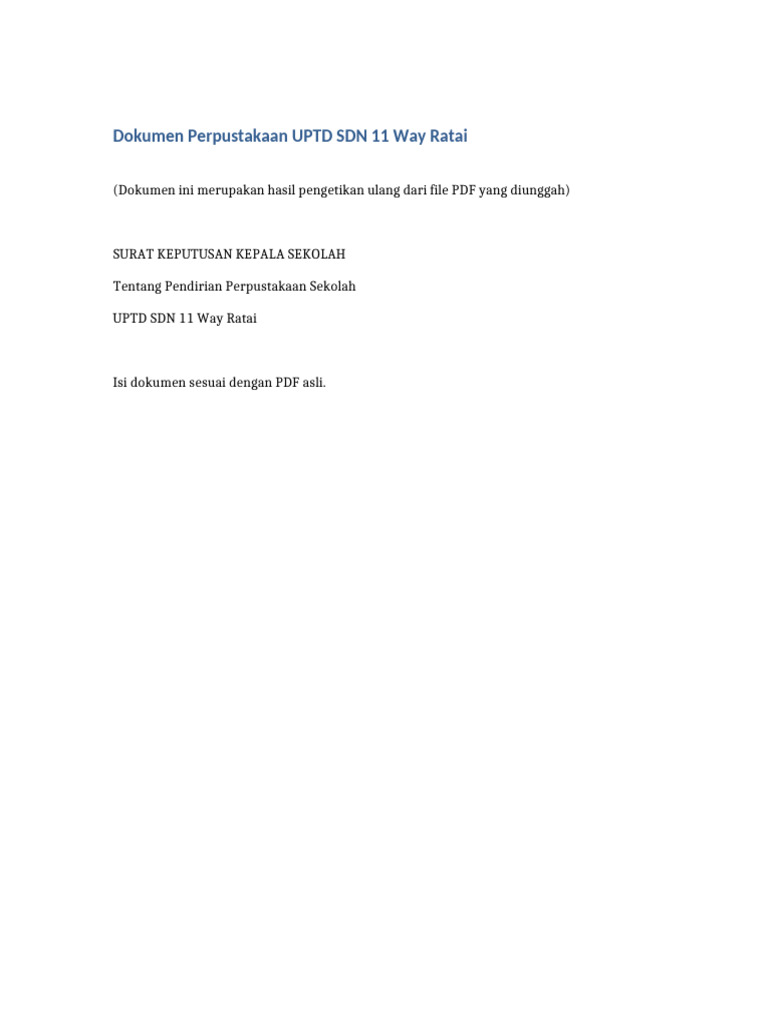 Perpustakaan UPTD SDN 11 Way Ratai | PDF