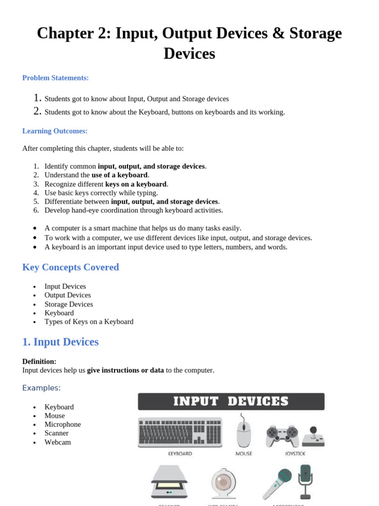 Chapter 2 Input Output & Storage Devices Including Keyboard | PDF | Computer Keyboard | Computer ...