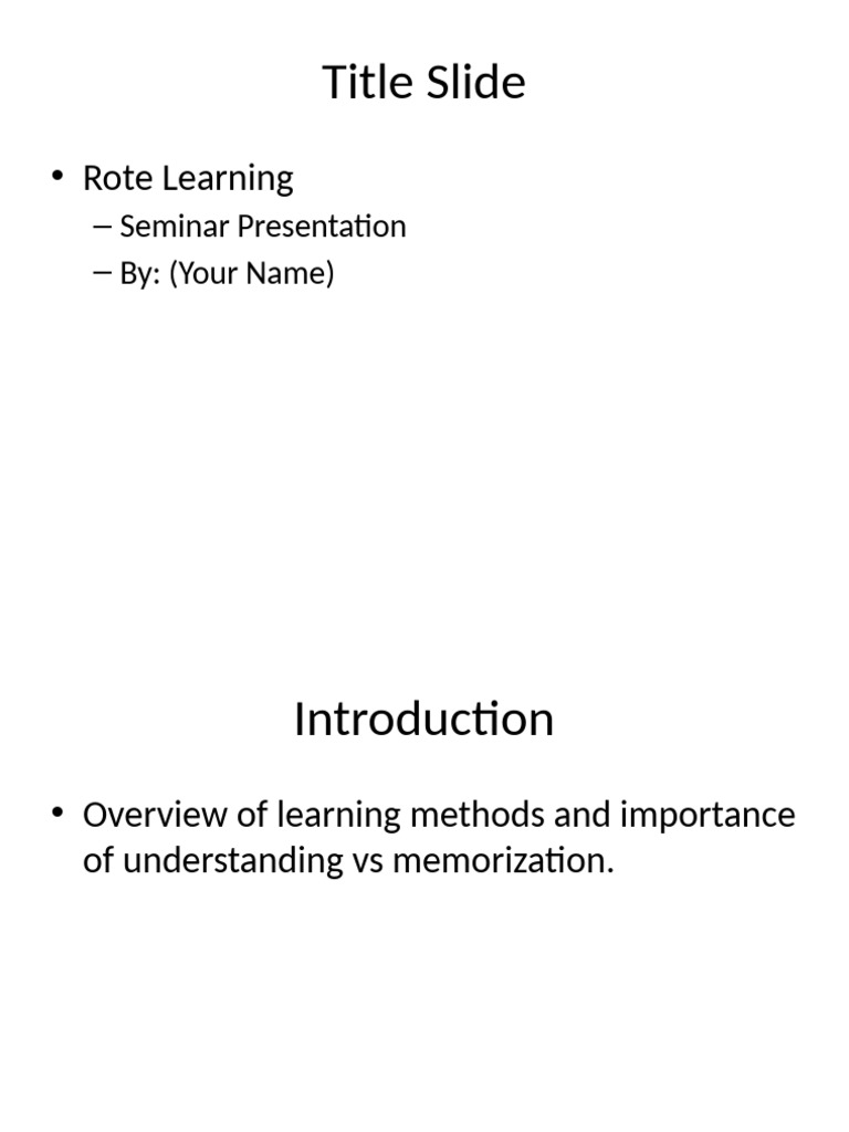 Rote Learning: Benefits and Drawbacks | PDF