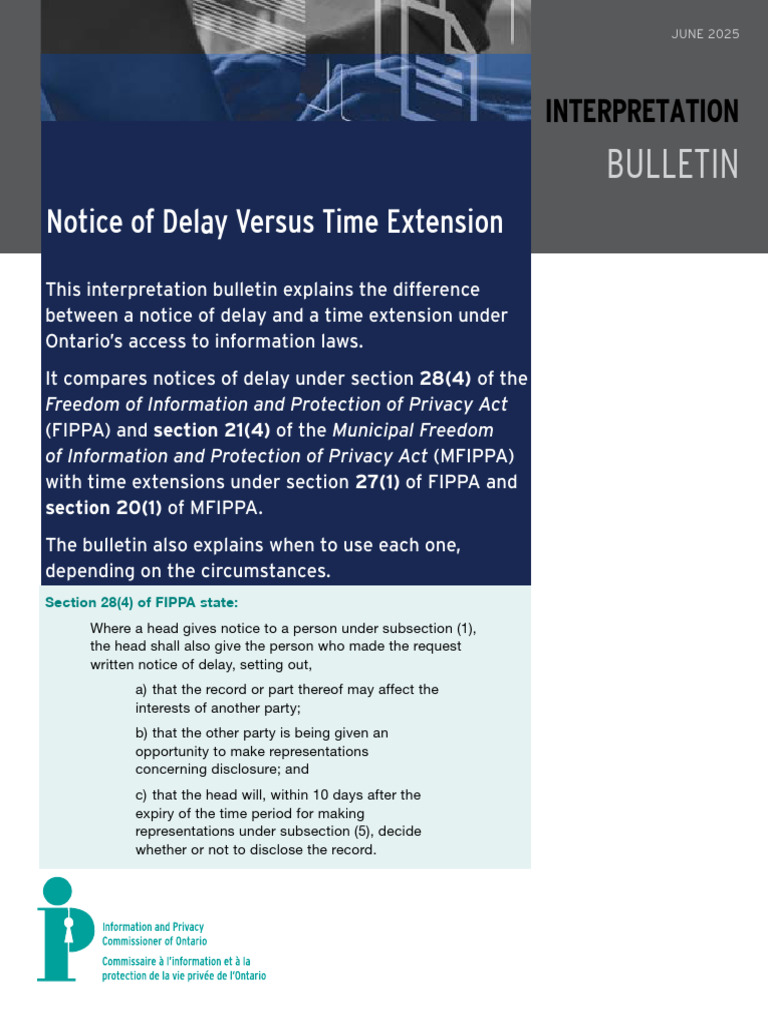 Delay vs. Time Extension in Ontario FIPPA | PDF | Freedom Of ...