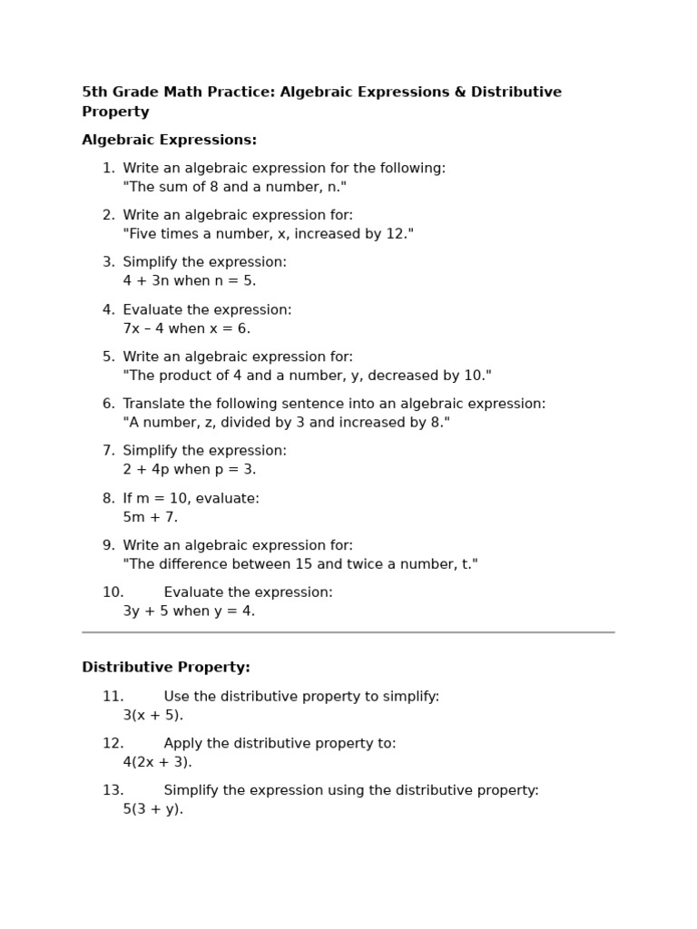 5th Grade Math Practice | PDF