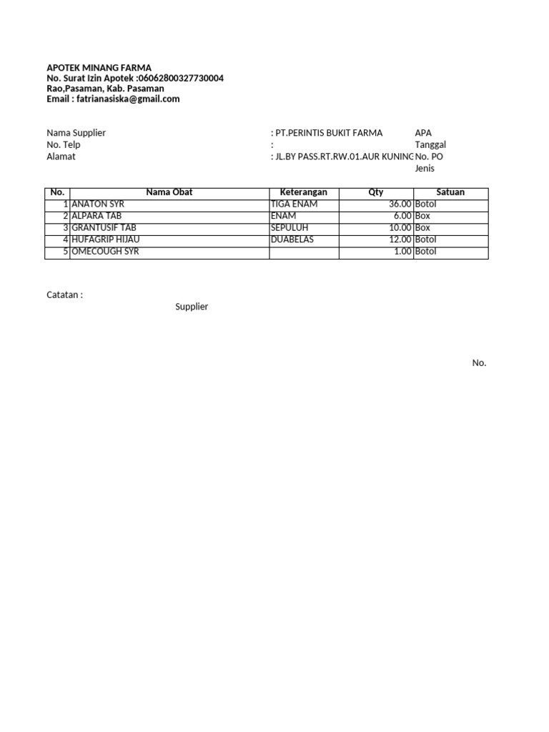 Export Surat Pesanan PO2511020002 | PDF