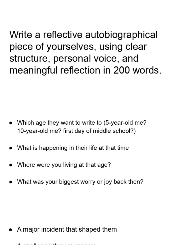 Reflective Autobiography Guide | PDF