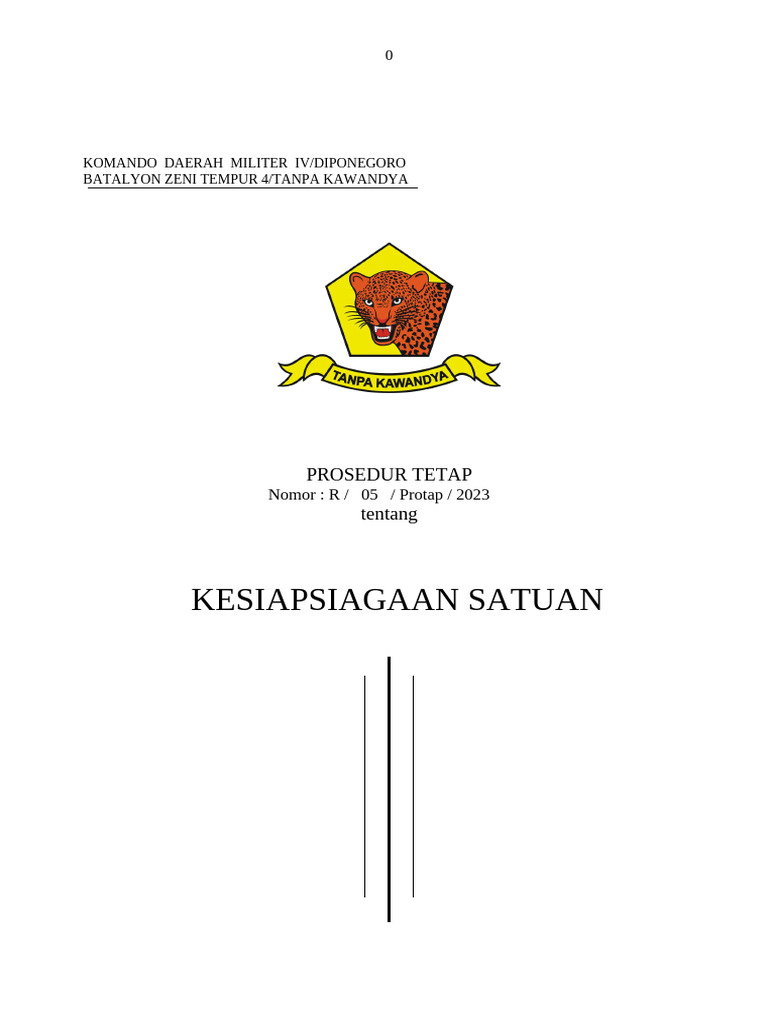 Protap Kesiapsiagaan Yonzipur 4/TK | PDF