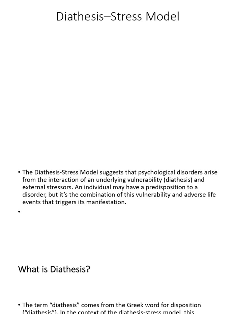Understanding the Diathesis-Stress Model | PDF | Disability | Psychology