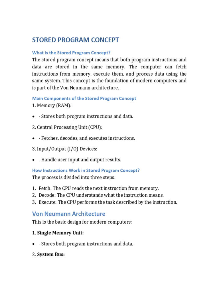 Understanding the Stored Program Concept | PDF