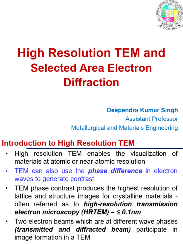 20 - High Resolution TEM and SAED | PDF | Transmission Electron ...