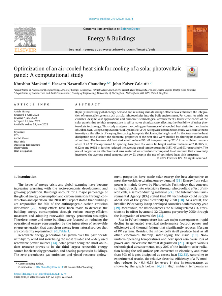 Optimization of An Air-Cooled Heat Sink For Cooling of A Solar ...
