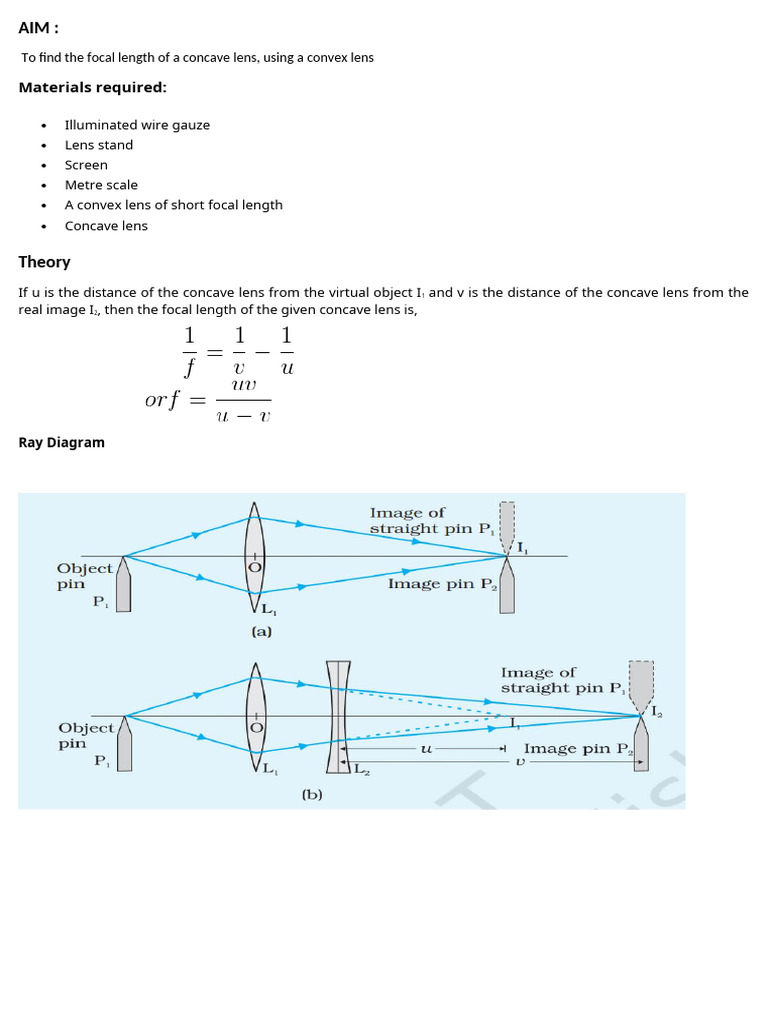 Measure Focal Length of Concave Lens | PDF