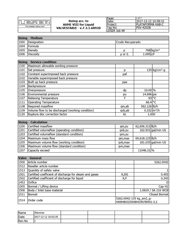 ASME VIII Liquid Valve Sizing Guide | PDF | Valve | Pressure