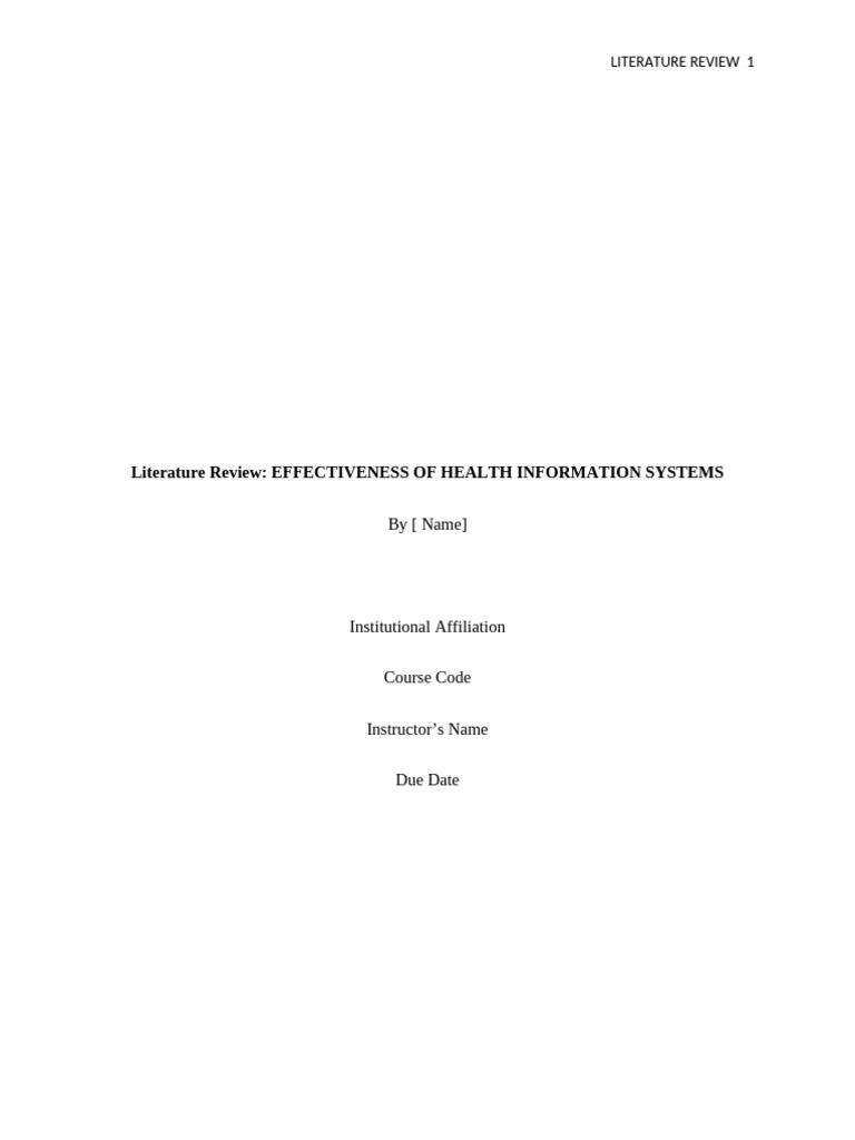 Literature Review - Effectiveness of Health Information Systems | PDF ...