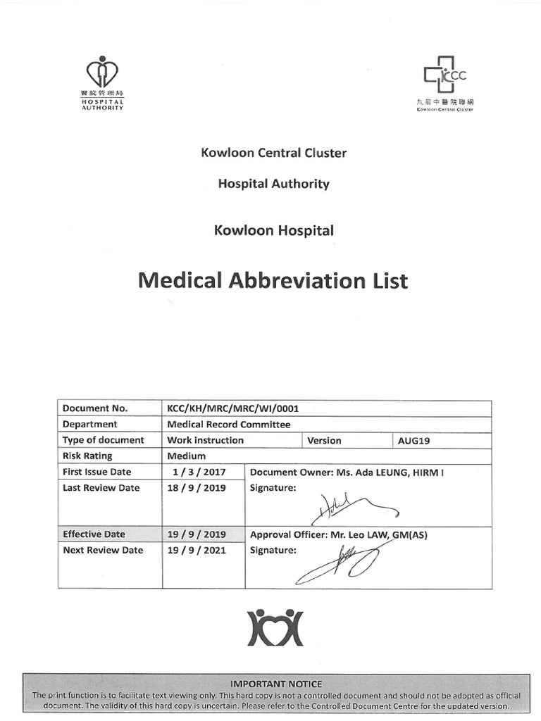 KH Medical Abbreviation List - Marked For PT | PDF | Hepatitis B ...