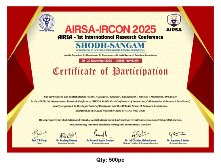 AIRSA Conference Participation Certificate | PDF