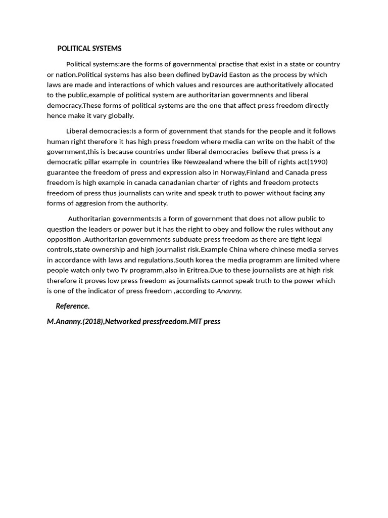 Political Systems and Press Freedom | PDF