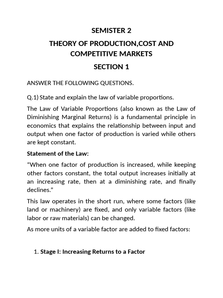 Production Theory: Costs & Market Dynamics | PDF | Financial Economics ...