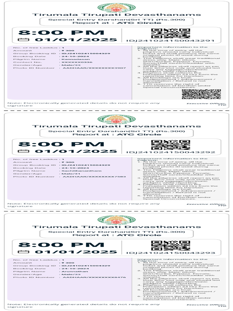 TTD Ticket | PDF