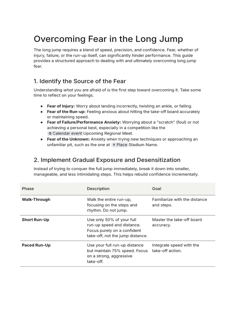 Conquering Long Jump Fear Techniques | PDF | Fear | Mental Health