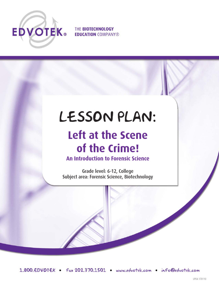 Forensic Science Lesson Plan for Students | PDF | Dna Profiling ...