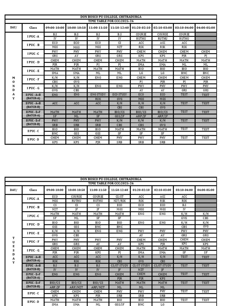 CCC Time Table | PDF