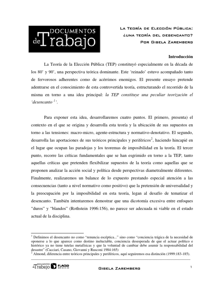 Teoría de La Elección Publica | PDF | Acción colectiva | Teoría